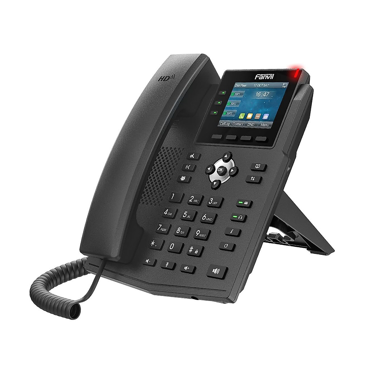 Fanvil X3U Enterprise VoIP Phone, 2.8-Inch Color Display, 6 SIP Lines, Dual-Port Gigabit Ethernet, Power Adapter Not Included