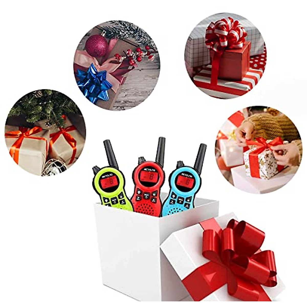 Retevis RT38 Walkie Talkies for Kids, Kids Walkie Talkie 3 Pack, Toy Gifts for Boys Girls,22 CH Hands Free Small Size USB Port, Long Range Family Camping Traveling(Red Blue Green)