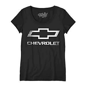 Tee Luv Women's Chevy Shirt - Scoop Neck Chevrolet Car Logo T-Shirt, Black, S