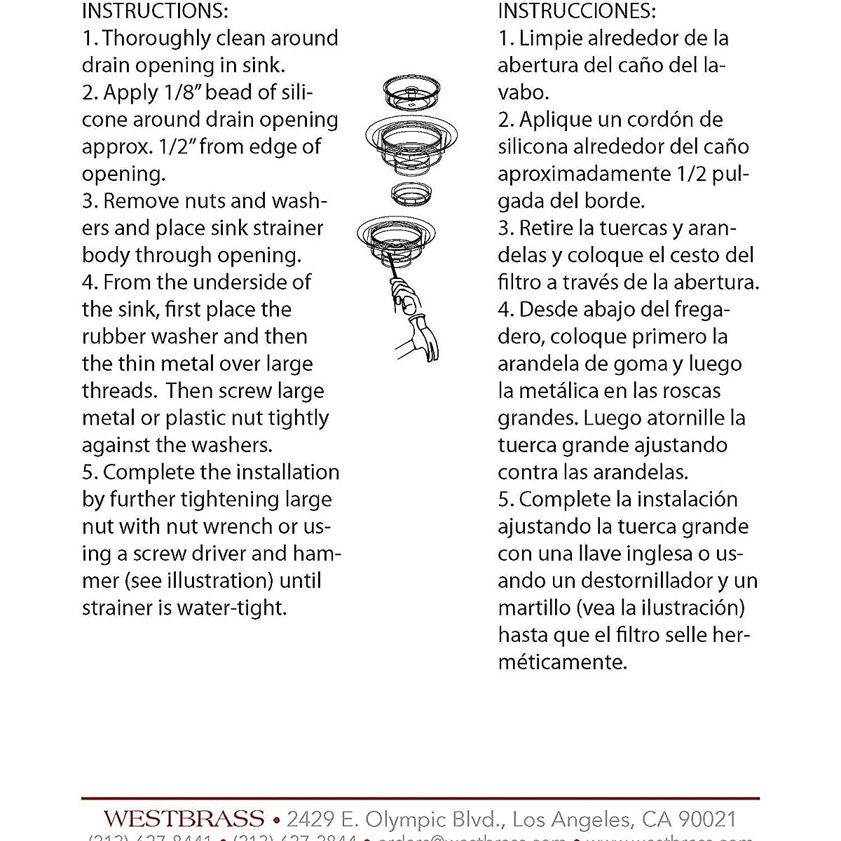 Westbrass A214-62 3-1/2" Post Style Large Kitchen Sink Basket Strainer, 1-Pack, Matte Black