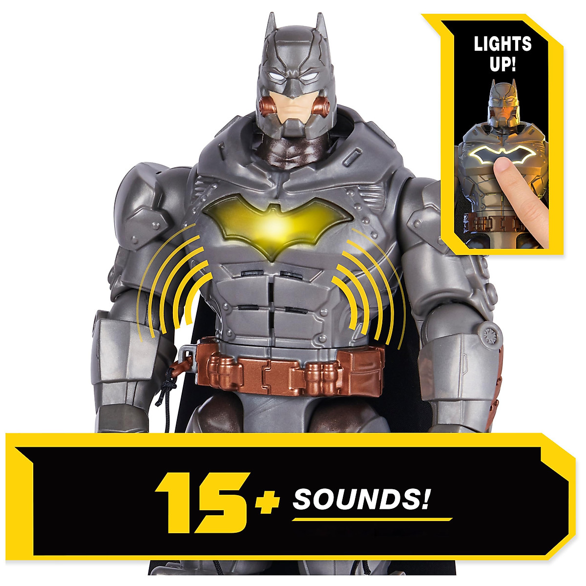 DC Comics, Battle Strike Batman 12-inch Action Figure, 5 Accessories, 20+ Sounds, Collectible Kids Toys for Boys and Girls Ages 3 and Up