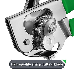 Commercial Can Opener, UHIYEE Hand Crank Can Opener Manual Heavy Duty with Comfortable Extra-long Handles, Oversized Knob, Large Handheld Can Opener Easy for Big Cans, Green