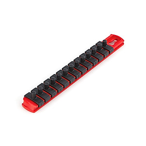 TEKTON 1/4 Inch Drive x 8 Inch Socket Rail, 13 Clips (Red) | OSR01113