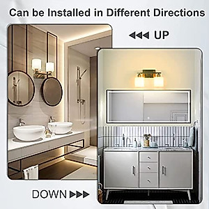 Bathroom Vanity Light Fixture Over Mirror with Brushed Nickel,Dekang Modern 2-Light Wall Sconces Lighting for Bedroom,Living Room,Hallway,Decor White Glass Shades,E26 Standard Base,Bulbs Not Included