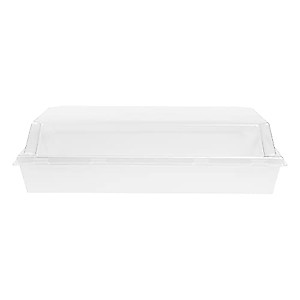 Restaurantware Matsuri Vision 9 x 6 x 1.5 Inch Large Sushi Trays 100 Greaseproof Sushi Packaging Boxes - Lids Sold Separately Disposable White Paper Sushi Containers For Entrees Or Desserts