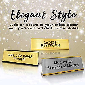 Name Plates for desks - Office Desk Name Plate Personalized with Desk or Wall Holder Customized Engraving 2x8