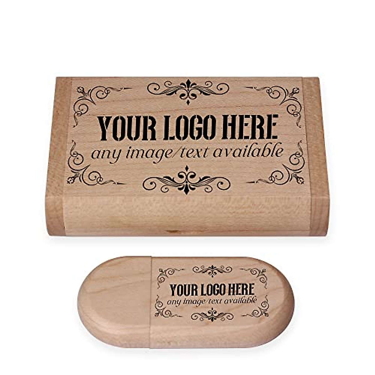 Custom Logo Wood USB Flash Drive 16GB Wooden Pendrive Stick USB Box (16GB X 5PCS)