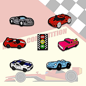 25PCS Racing Car Shoe Charms for Croc Bubble Slides Clogs Sandals, Speeding Car Shoe Accessories Decorations for Girls Women Teens Adults