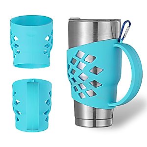 SHTCSZBA Silicone Sleeve Holder for 30 oz Tumblers, Silicone Tumbler Sleeve Holder for Yeti Rambler/RTIC Tumbler/Corkcicle Tumbler Grip Holder (30oz Blue)