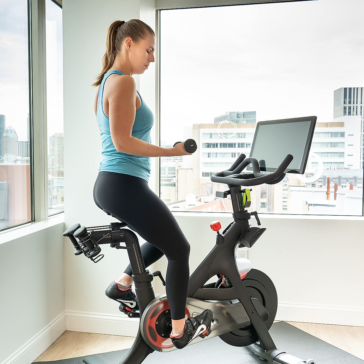 Secondary Weight Rack for Peloton Bike - Does NOT Fit Bike+ - Metal Bonus Barbell Holder - Add a Second Set of Dumbbells - Great for Couples (2-pack)