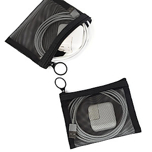 Patu Mini Zipper Mesh Bags, 4" x 5", Size S / A7, 5 Pieces, Beauty Makeup Lipstick Cosmetic Accessories Organizer, Small Travel Kit Storage Pouch, Black