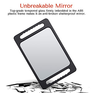 TASALON Unbreakable Hand Mirror with Double Handle - Large Handheld Barber Mirror for Hair and beauty Salon - Durable Hand Held Mirrors for barbershop - Lightweight Haircut Mirror with Double Handgrip
