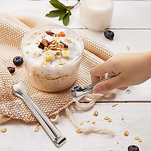 Dmoera 18 Pack Premium Small Serving Tongs, Mini Stainless Steel Appetizer Tongs 4.33Inch Silver