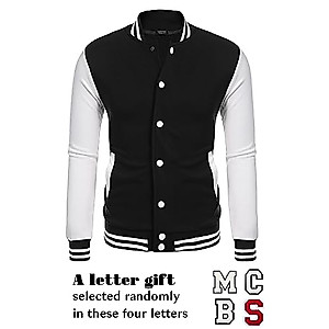 COOFANDY Men's Fashion Varsity Jacket Causal Slim Fit Cotton Letterman Baseball Bomber Jackets
