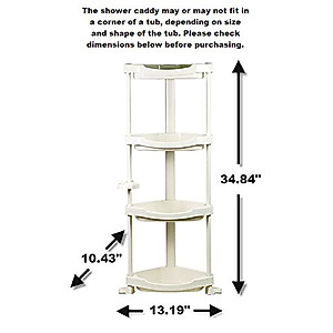 Tenby Living Corner Shower Caddy - 4 Shelf Shower Organizer Caddie with Movab.
