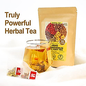 FullChea - Chrysanthemum Cassia Seed Tea, 30 Teabags, 5g/bag - Burdock Root, Goji Berries, Osmanthus, Honeysuckle Combination Herbal Tea - Liver Clearing & Vision Improving