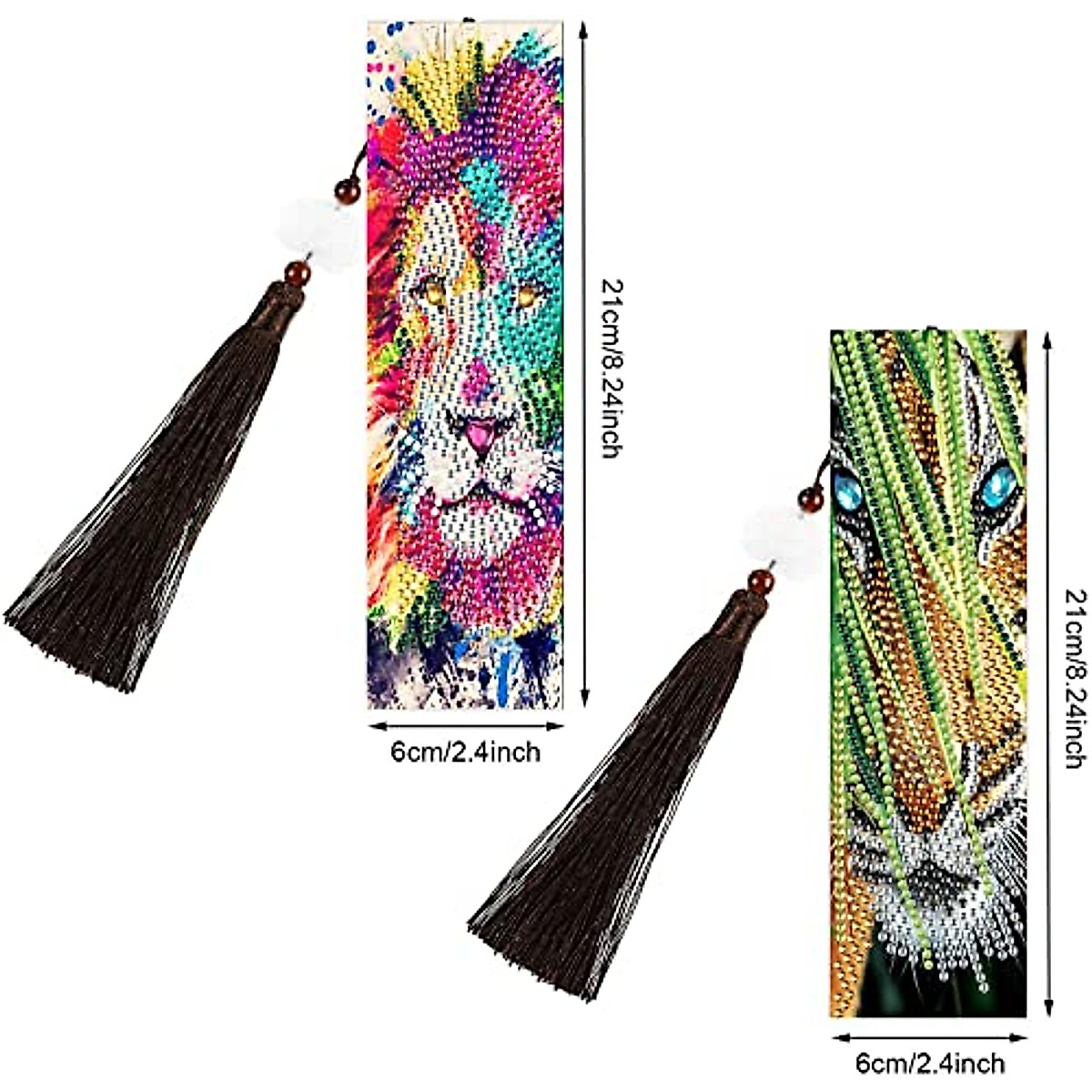 pigpigboss Lion Diamond Painting Bookmark Kit 2 Pieces DIY Bookmark Crystal Rhinestones Diamond Painting Kit Lion Bookmark Diamond Dots Art for Adult Kid Book Decor Crafts Set