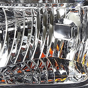 Auto Dynasty Factory Style Halogen Headlights Assembly Compatible with Ford F250 F350 F450 F550 Super Duty 2nd Gen 2008-2010, Driver and Passenger Side, Chrome Housing Amber Corner