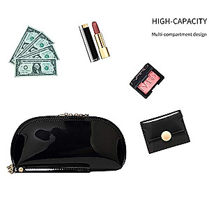 Women Ladies Wallet Zi Around Patent Leather Clutch Wristlet Elegance Coin Purse Card Holder