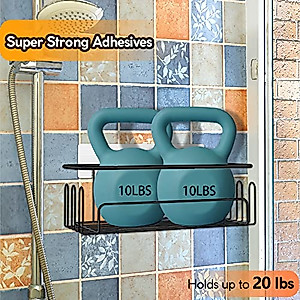 Smatorga Adhesive Shower Caddy with Hooks 2 Pack Shower Organizer Shelf, No Drilling Stainless Steel Bathroom Storage Rack for Inside Shower Shampoo Conditioner Holder,Black…
