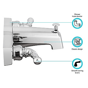 Dura Faucet Economical Two Handle Classic Tub and Shower Faucet Diverter for Handheld Shower (Chrome Polished)