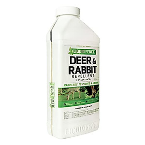 Liquid Fence Deer & Rabbit Repellent Concentrate,Keep Deer & Rabbits Out of Garden Patio &Backyard,Use on Gardens Shrubs &Trees, Harmless to Plants &Animals When Used & Stored as Directed, 40fl Ounce