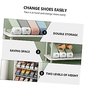 SOLUSTRE 4pcs Organizer Non-Skid Shoe Organization Rack Professional Storage Home Units Holder Adjustable Stacker Use Space Shelf for Clo Shoes Fresh Deck Two- Double Saver Non-Slip