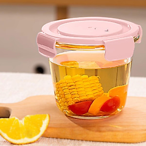 binsakao Glass Food Storage Containers, 21 oz Glass Soup Containers with Lids, Meal Prep Container Glass Bowls, Freezer, Microwave and Dishwasher Safe - Pack of 4 (Clear)