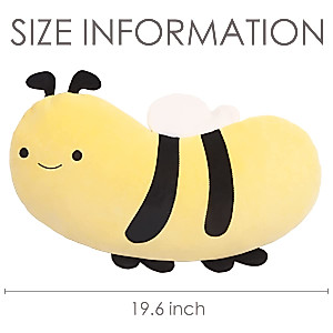 ARELUX Bee Plush Pillow Stuffed Animal, Fuzzy Yellow Honeybee Plushie Doll Pillow, Soft Anime Pillow Toy Gift for Kids, 19.6in