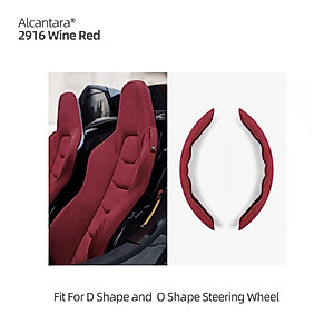 Steering Wheel Cover,Alcantara Leather Steering Wheel Grip,Fit 99% Car Wheel Protect Accessories (Red)