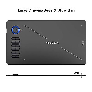Digital Drawing Tablet VEIKK A15Pro Graphics Pen Tablet 10 x 6 Inch Graphics Tablet with 12 Shortcut Keys and 1 Quick Dial,Supports Tilt Function,for MAC/Win/ Linux / Android OS (Blue)