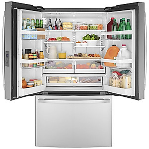 GE GWE23GYNFS 36" French Door Refrigerator with 23.1 cu. ft. Total Capacity, Energy Star, in Stainless Steel