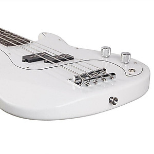 RMKOLE Full Size 4-String Electric Bass Guitar Burning Fire Style Fashion White, Comfortable Hand Feeling, Stylish Outlook, Stable Performance and Melodious Sound