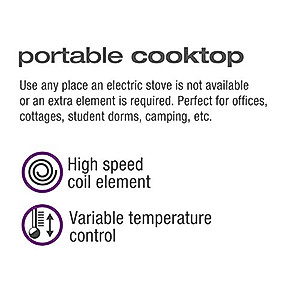 Salton HP1941 Electric Cooktop, 2.9"x10.6", Black