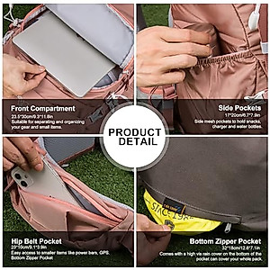 MOUNTAINTOP 60L Internal Frame Hiking Backpack for Women with Rain Cover for Camping Traveling Backpacking Pink