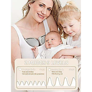 DOOOB Wearable Breast Pump, S10 Pro Electric Breast Pump,Portable Electric Breast Pumps for Breastfeeding with 2 Modes,9 Levels,LCD Display,Memory Function Rechargeable,24mm Flange, 2 Pack