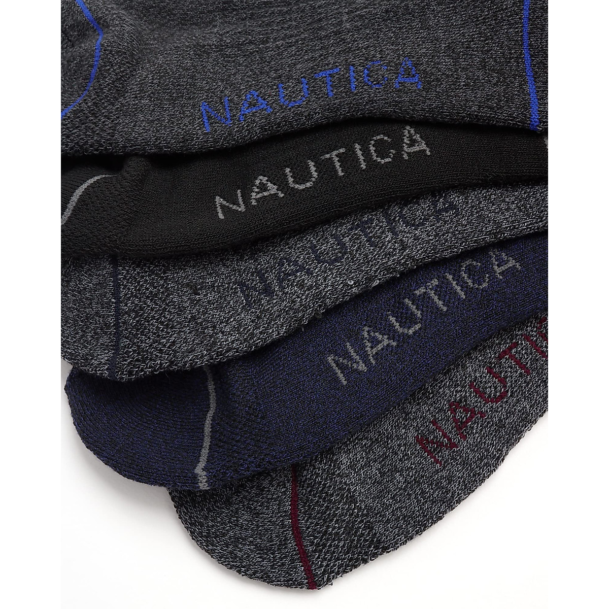Nautica Men's Performance Quarter Socks with Cushioned Comfort (6 Pack), Size 6-12.5, Navy/Gray