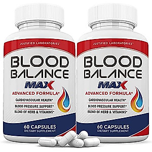 Justified Laboratories (2 Pack) Blood Balance Max 1295MG Formula All Natural Supplement Pills 120 Capsules