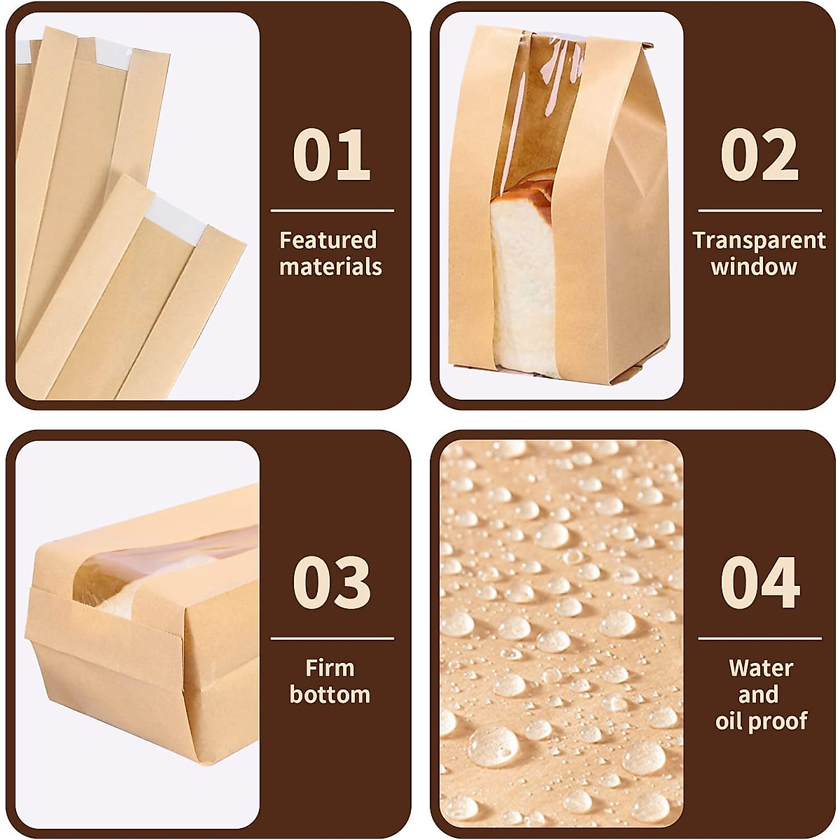 10 Pack Large Paper Bread Bags for Homemade Sourdough Loaves Bread Bags with Window for Homemade Bread Gift Giving, Sourdough Bread Packaging Storage with Label Seal Stickers(13.7x8.2x3.5 inch)