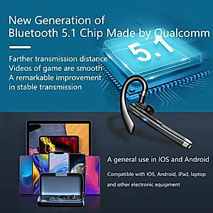 SYNTRAVA Bluetooth Headset One Ear Earphone Earpiece for Cell Phones Wireless Headset with Charging Case