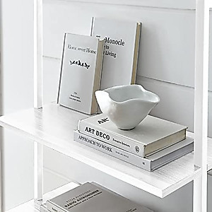 HMOREY 5-Shelf Wood Modern Bookshelf, Open Wall Ladder Bookcase Plant Shelf Vintage Kitchen Shelves Storage, Farmhouse Heavy Duty Display Shelf Wide Modern Open Book Case