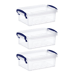 Superio Mini Storage Bins with Lids- Clear Boxes for Organizing, Stackable Plastic Containers- BPA Free, Non-Toxic, Odor Free, Organizer for Home, Office, Dorm, 1.25 Qt, 3 Pack