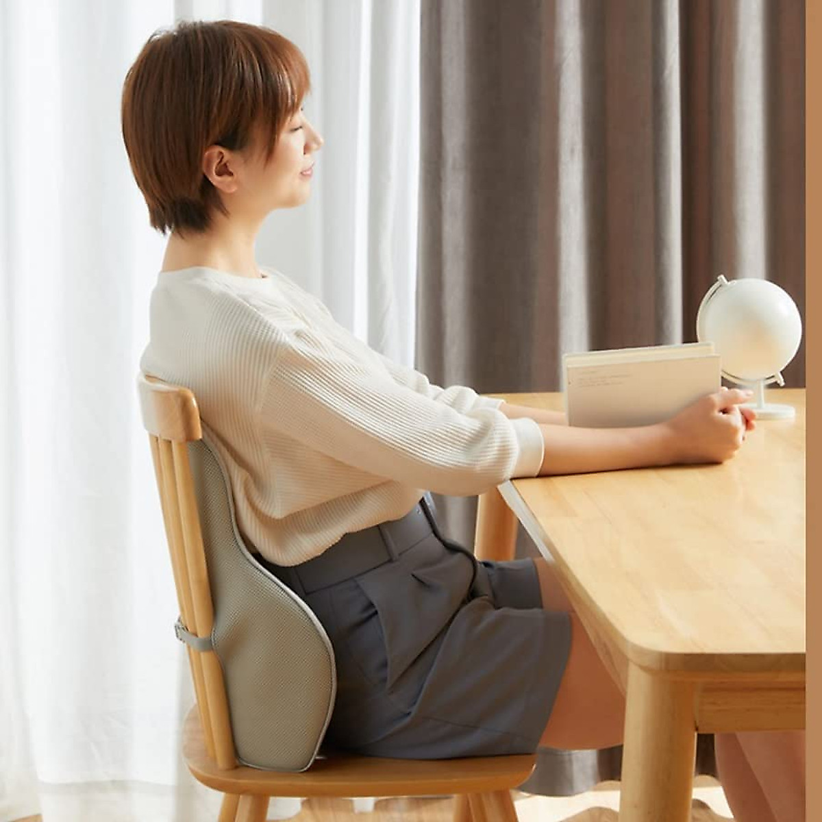 FZZDP Memory Foam Lumbar Support Cushion for Back Waist Orthopedic Pillow Office Chair Cushion Car Seat Massage Pad