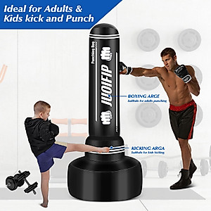 Freestanding Punching Bag with Boxing Gloves and Electric Air Pump - 69” Punching Bag with Stand Adult, Women Men Standing Boxing Bag Inflatable Kickboxing Bag for Training MMA Thai Fitness