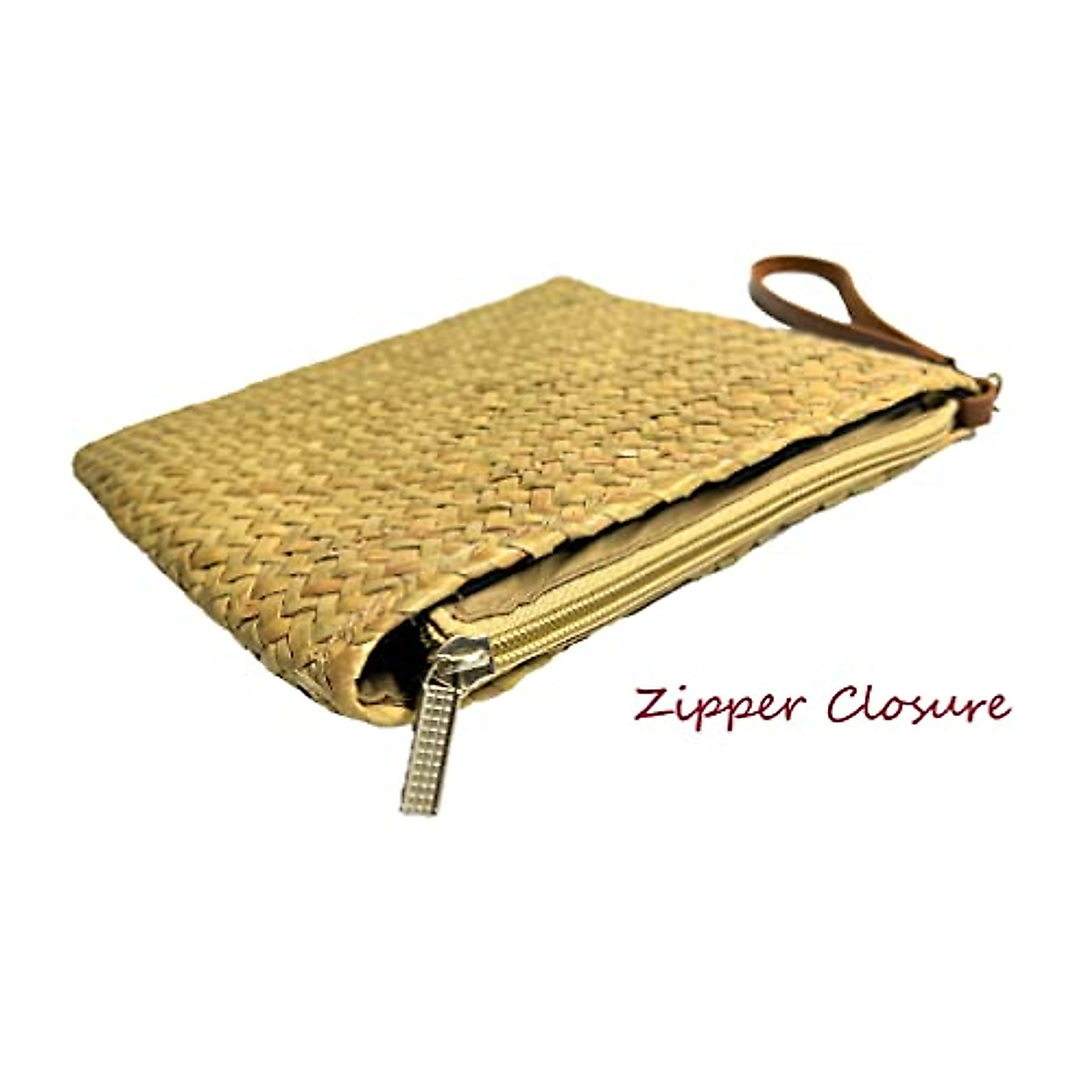 ViJade Handmade Seagrass Woven Straw Wallet Purse Handbag with Fabric Lining for Varied Occasions and Lifestyles