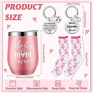 Ferraycle 2 Sets Teacher/Mom Cups for Women, Teacher/Mom Appreciation Gifts Daycare Mug Tumbler Keychain Socks for Appreciation Prechool Gift Teachers' Day/Mother's Day (Mom)