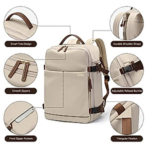 GOLF SUPAGS Laptop Backpack with Separate Laptop Compartment Fits 15.6 Inch Notebook Large Capacity Computer Bag for Women Work Travel College Backpacks (Apricot)