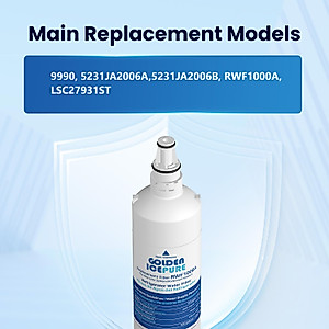 GOLDEN ICEPURE 5231JA2005A Replacement for LG LT600P, 3PACK, 469990, RFC1000A, WF300, FML-2 Refrigerator Water Filter 5231JA2006B, LFX25961SB, LSC27931ST, LFX25971ST, LRSC26925TT, LSC27990TT