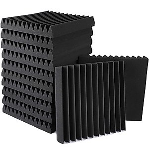 12 Pack Acoustic Panels Sound Proof Foam Panels 12 x 12 x 2 Inches Black Fireproof Soundproof Acoustic Panels for Walls Absorbing Noise Cancelling Panels for Recording Studios, Home, Offices Walls Cei