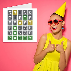 Funny Birthday Cards for Women Men - Word Puzzle Quiz Party - Joke Birthday Card for Her Him Dad Papa Pops Mom Sister Brother Daughter Son Grandpa Grandma, 5.7 x 5.7 Inch Humor Rude Greeting Cards